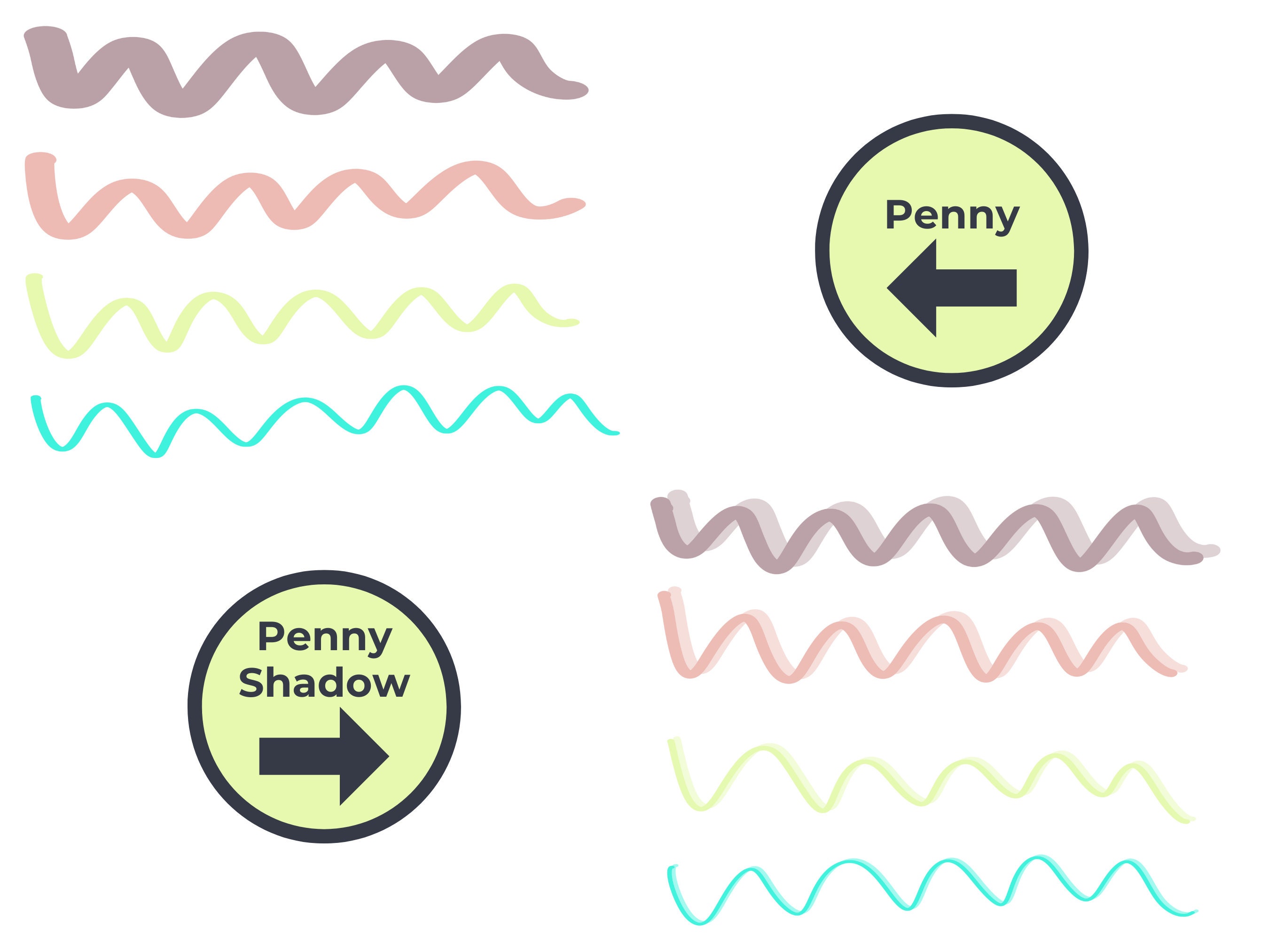 Penny and Penny Shadow Duo Procreate .brush File Procreate - Etsy