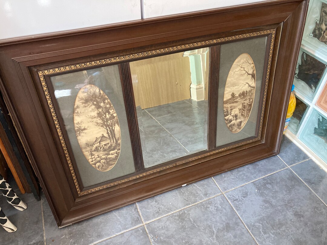 ANTIQUE Vintage Over MANTLE MIRROR With Sepia Prints Photos - Etsy