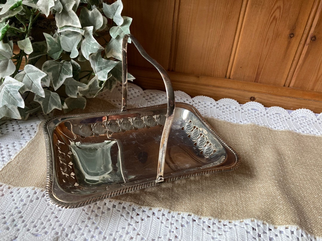 ANTIQUE Vintage Yeoman SILVER Plate Ornate Oblong BASKET Bon - Etsy