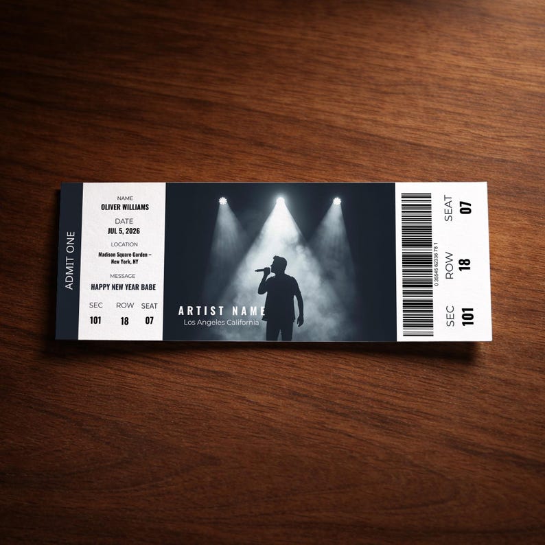 Editable Concert Ticket Template Canva | Custom Event Ticket Printable ...