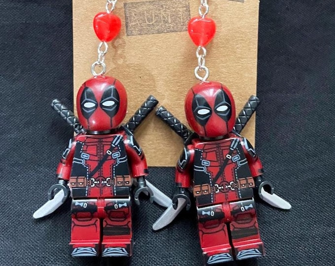 Deadpool Stud Earrings, Geeky Jewelry, Nerdy Gift, Comic Book Earrings ...
