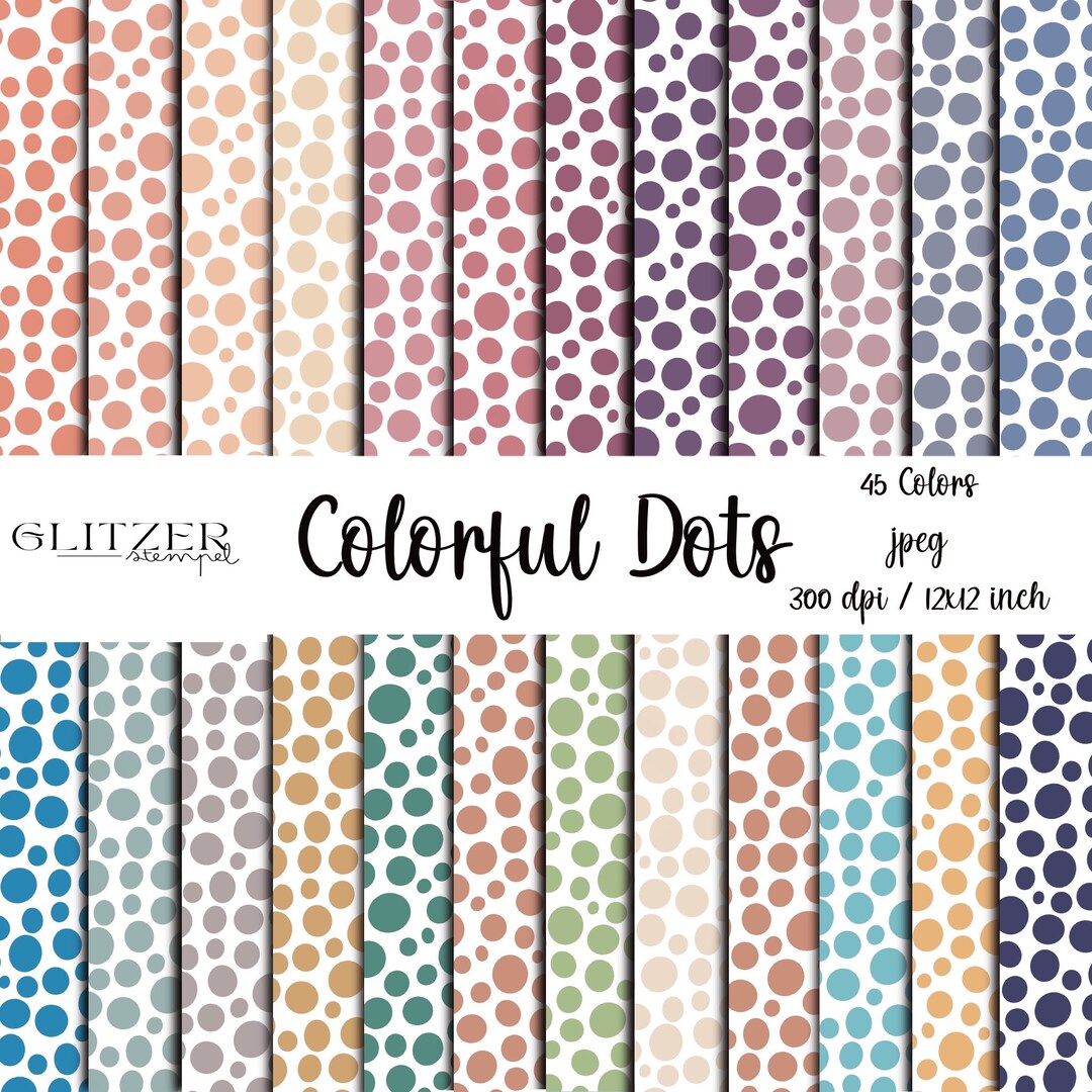 Printable Paper Digi Paper Papier Druckbares Motivpapier Colorful Dots ...