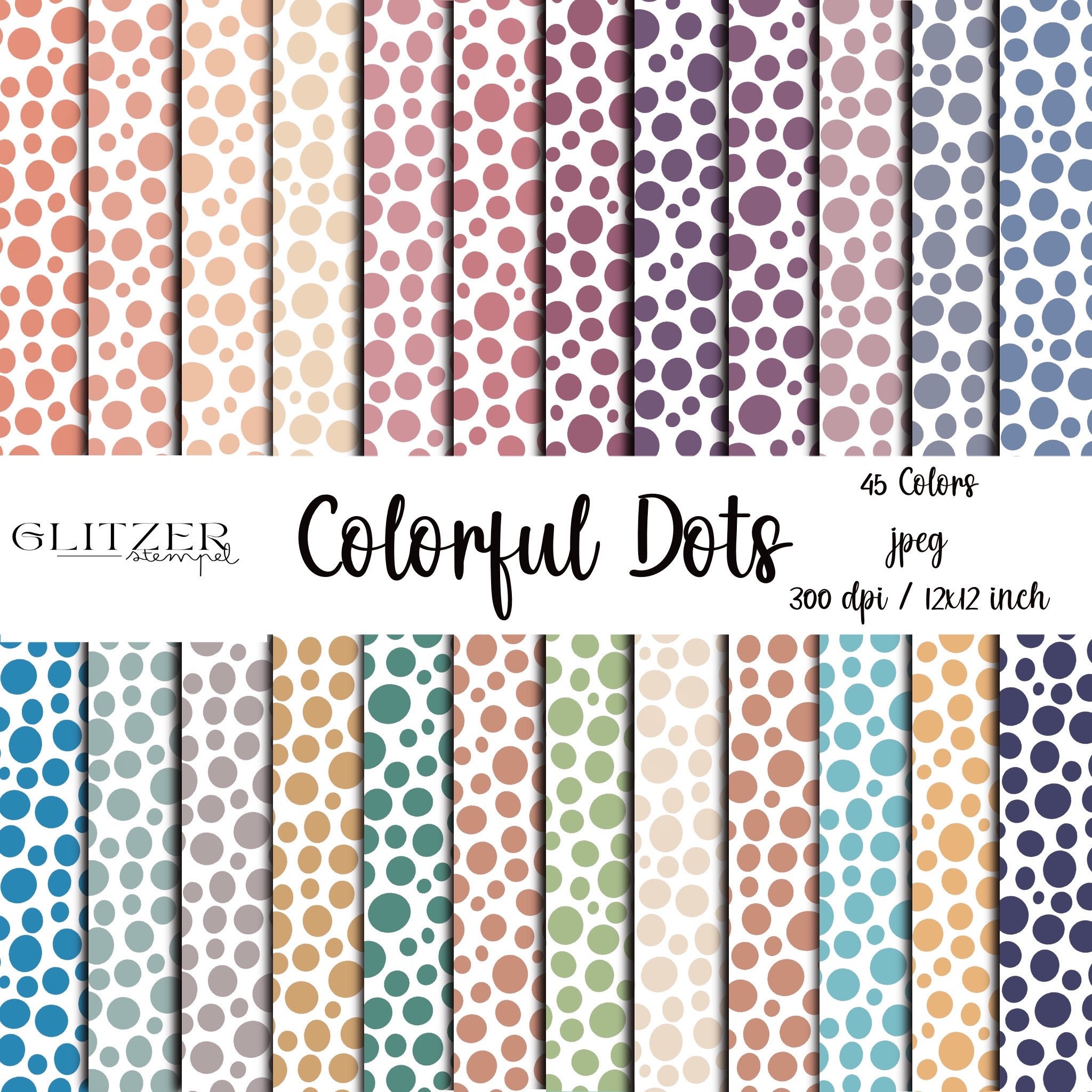 Printable Paper Digi Paper Papier Druckbares Motivpapier Colorful Dots ...