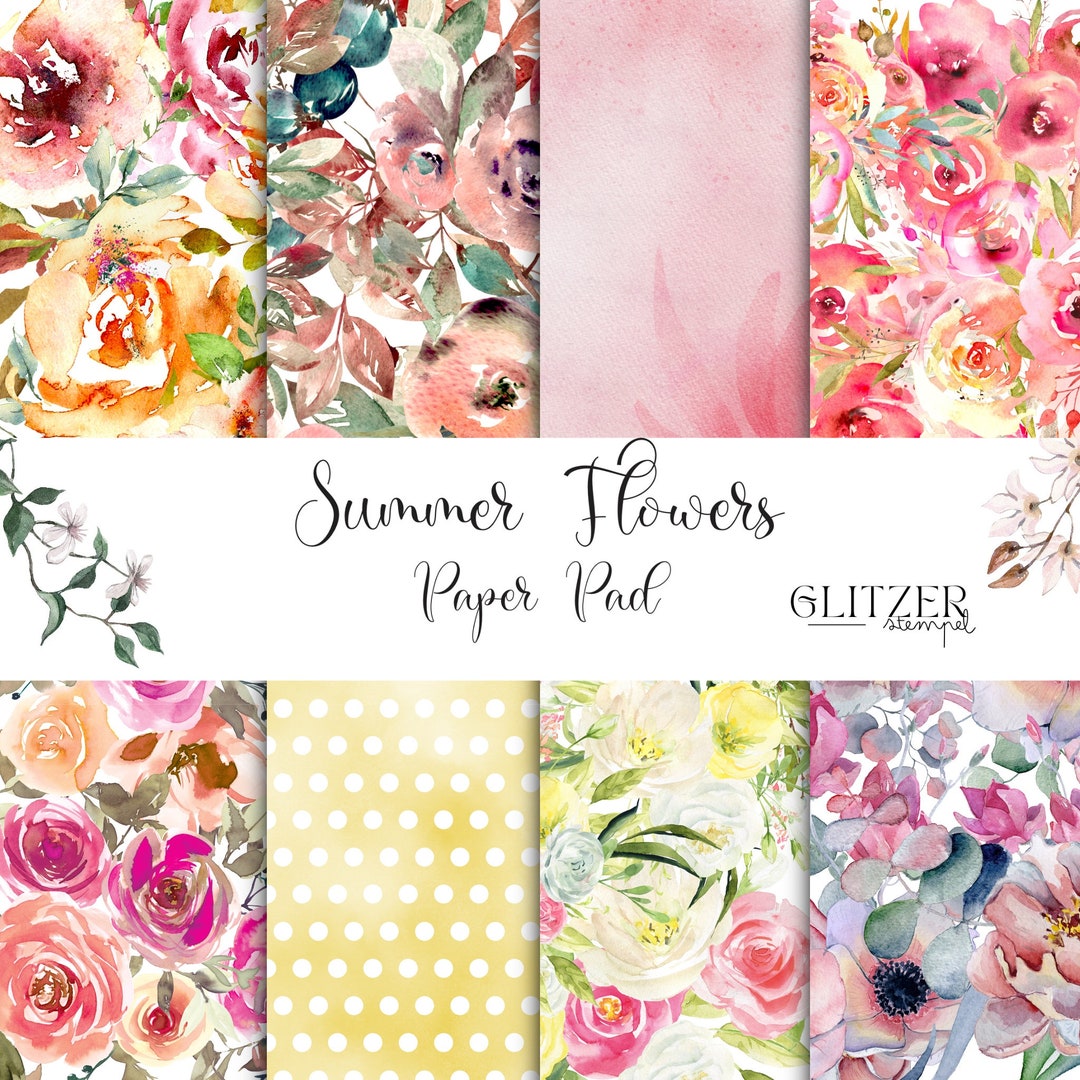 Printable Paper Digi Paper Paper Printable Motif Paper Summer Flowers ...