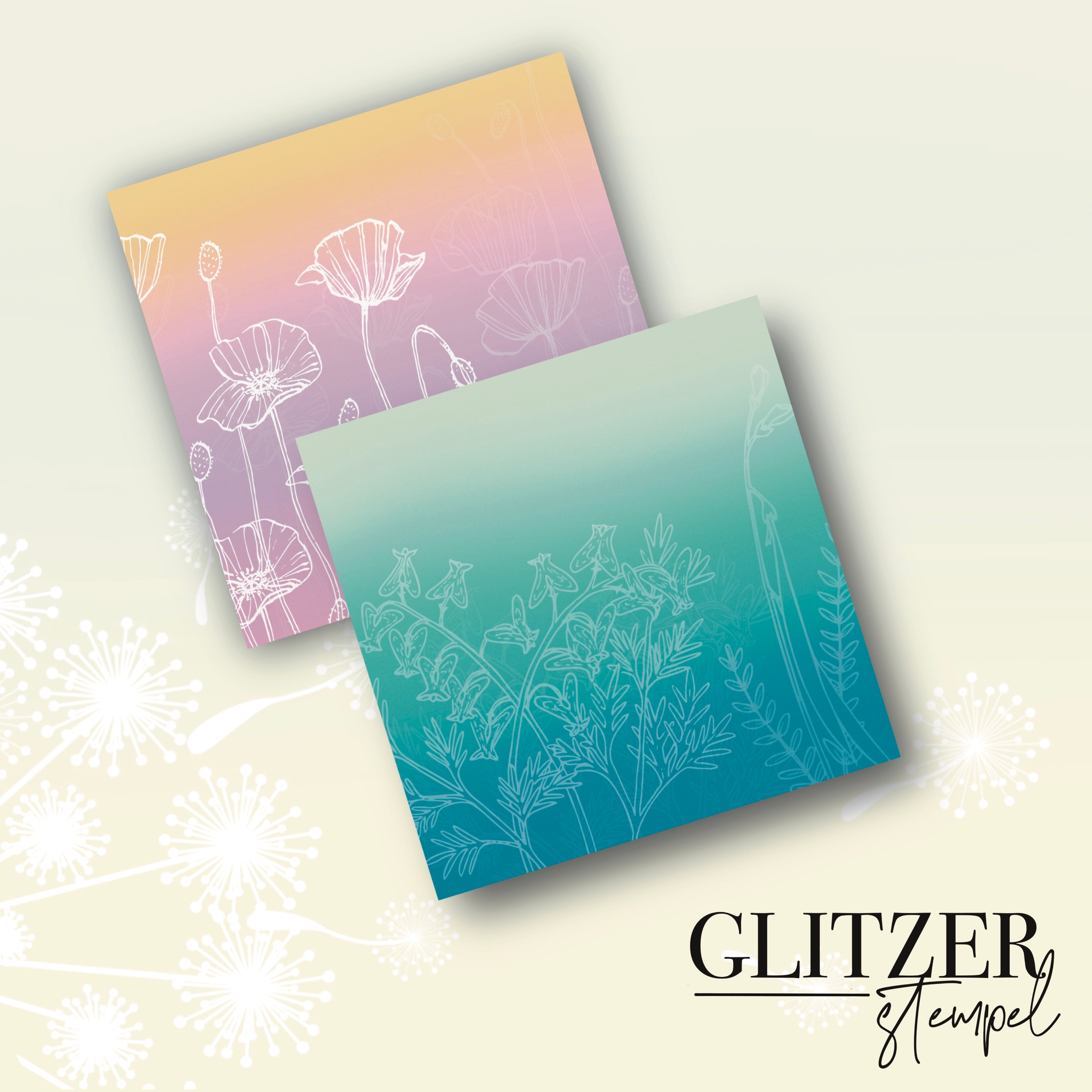 Printable Paper Digi Paper Papier Druckbares Motivpapier Ombre Flowers ...