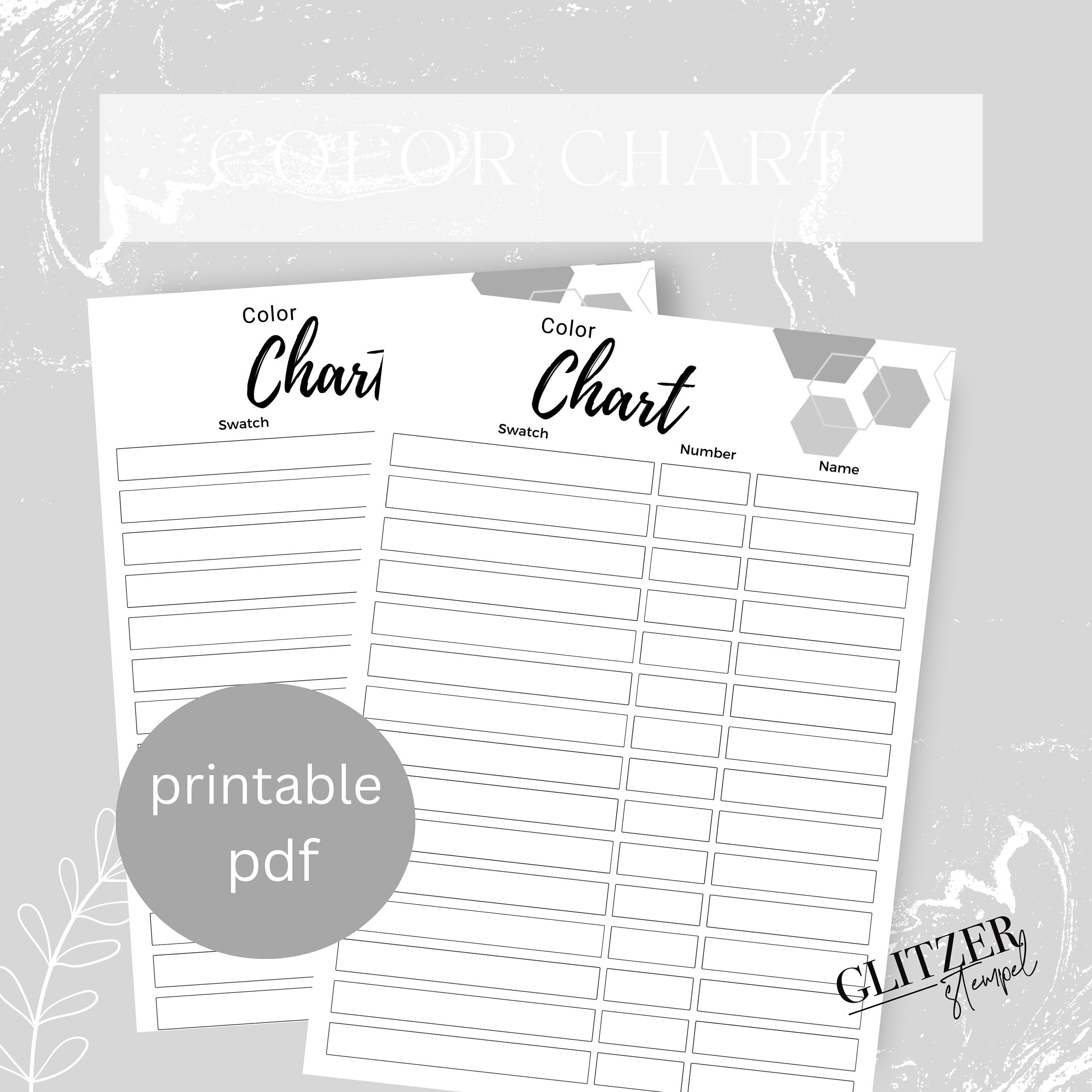 Printable Color Chart Tracker Inventory Sheet, Marker, Brushes, Copic ...