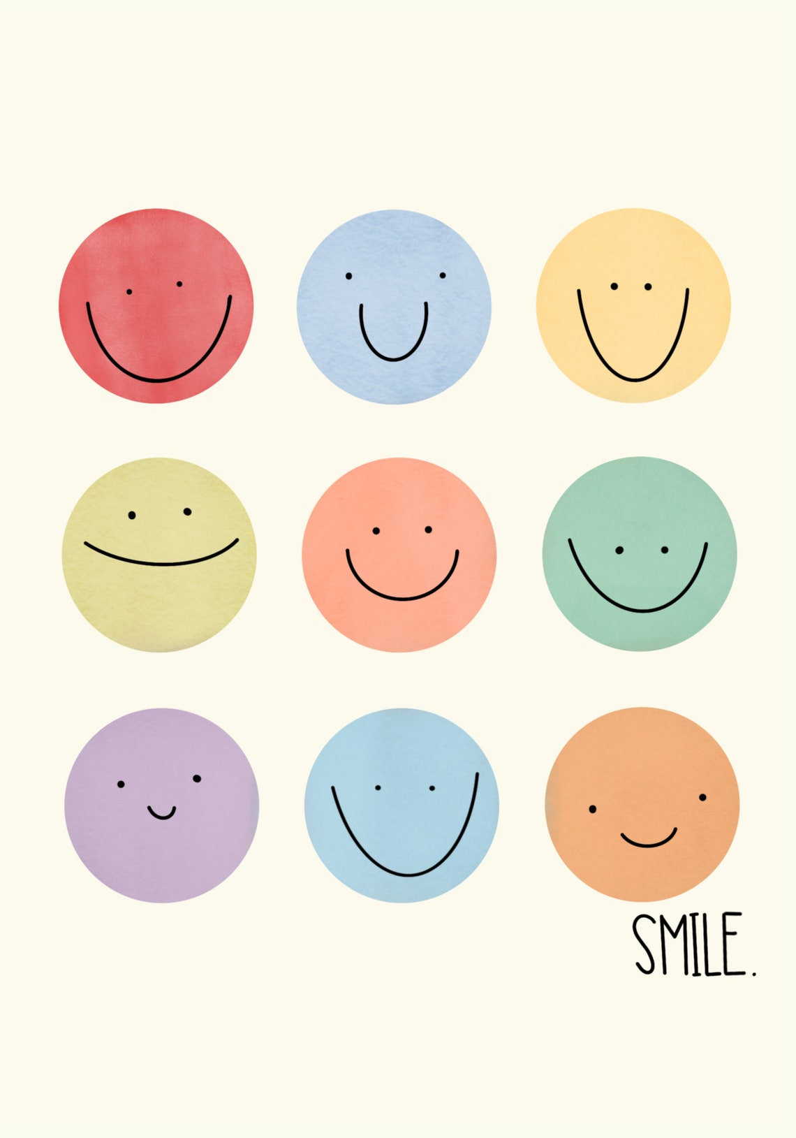 Smiley Face Digital Print - Etsy