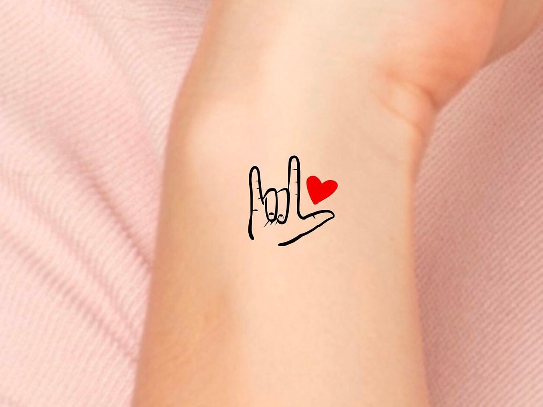 I Love You Sign Language Temporary Tattoo / ILY Heart Tattoo - Etsy