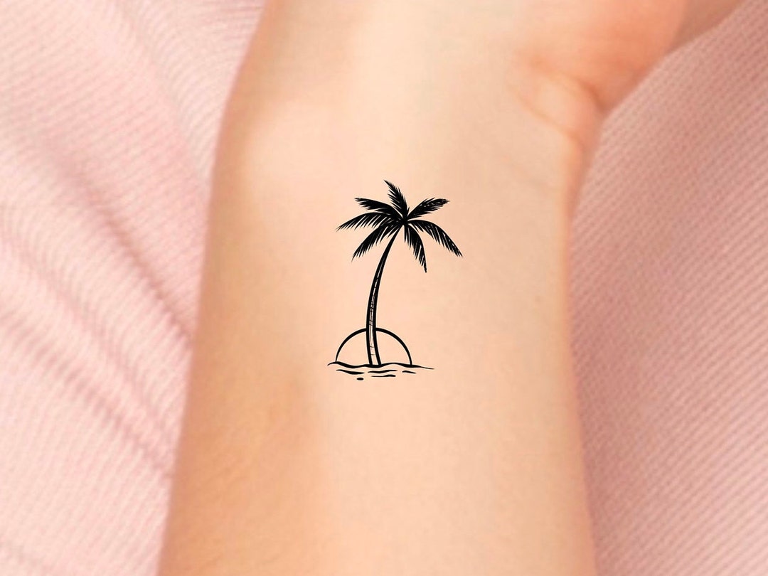 Palm Tree Temporary Tattoo Small Palm Tree Tattoo Tiny Etsy