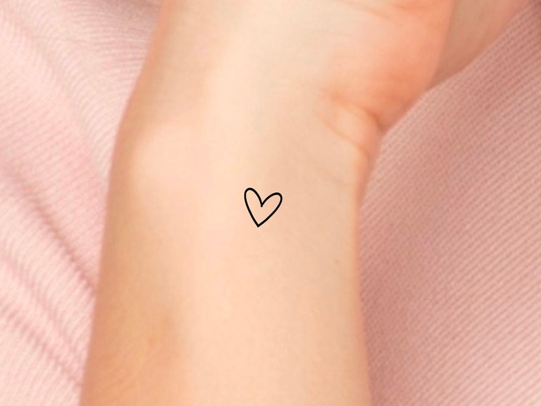 Tiny Heart Outline Temporary Tattoo - Etsy