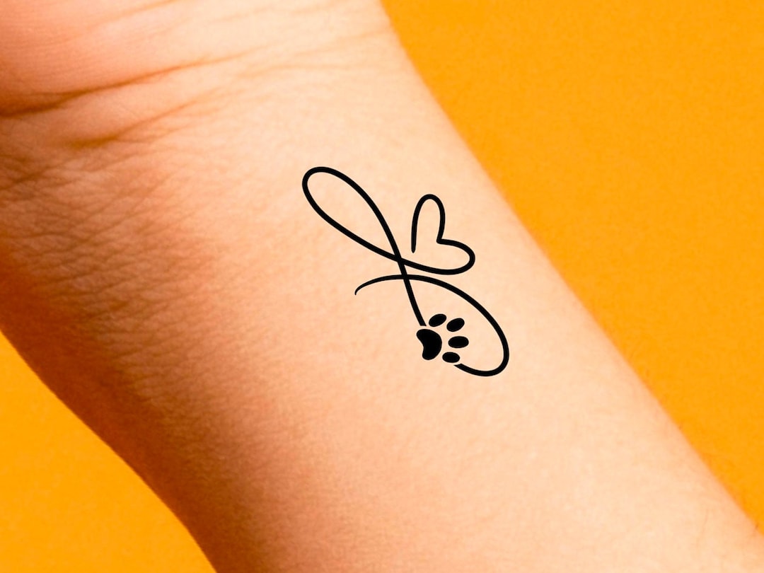 Paw Print Infinity Heart Temporary Tattoo / Dog Tattoo - Etsy