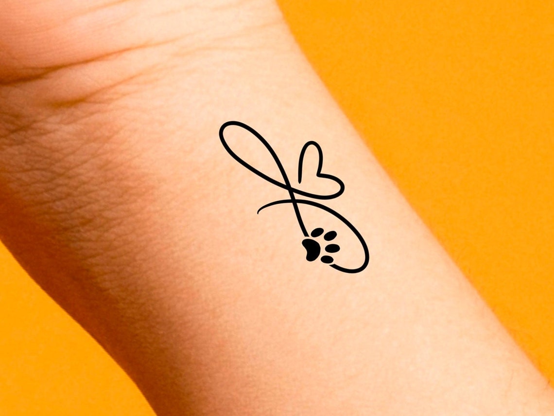 Paw Print Infinity Heart Temporary Tattoo / Dog Tattoo - Etsy
