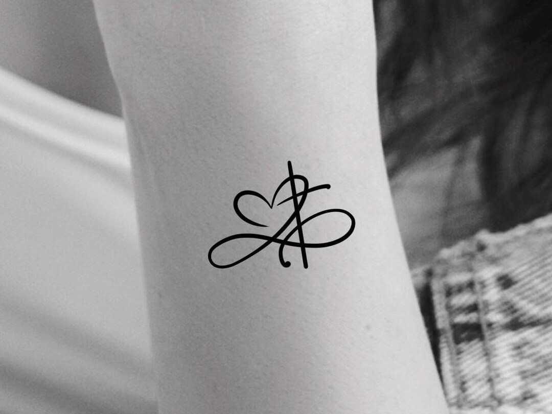 Cross Heart Infinity Temporary Tattoo - Religious Tattoo - Etsy