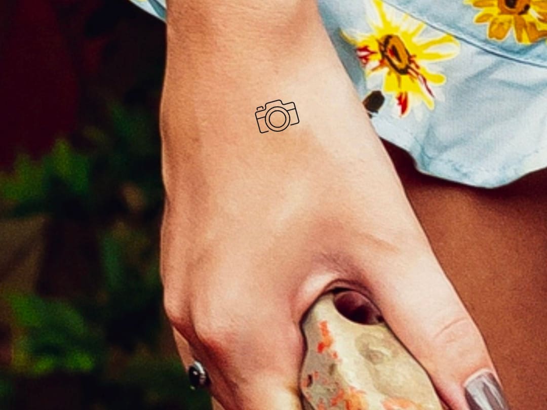 Small Camera Outline Temporary Tattoo / Camera Tattoo / Tiny Camera ...