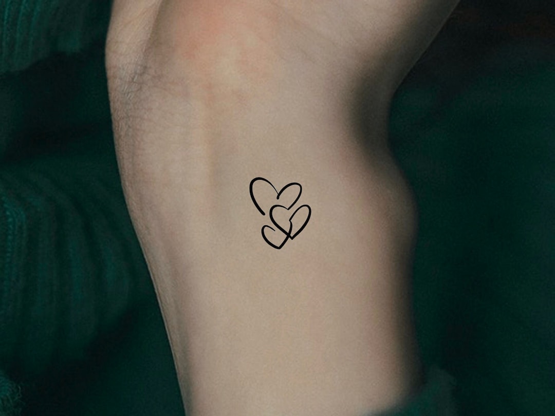 3 Hearts Temporary Tattoo - Etsy