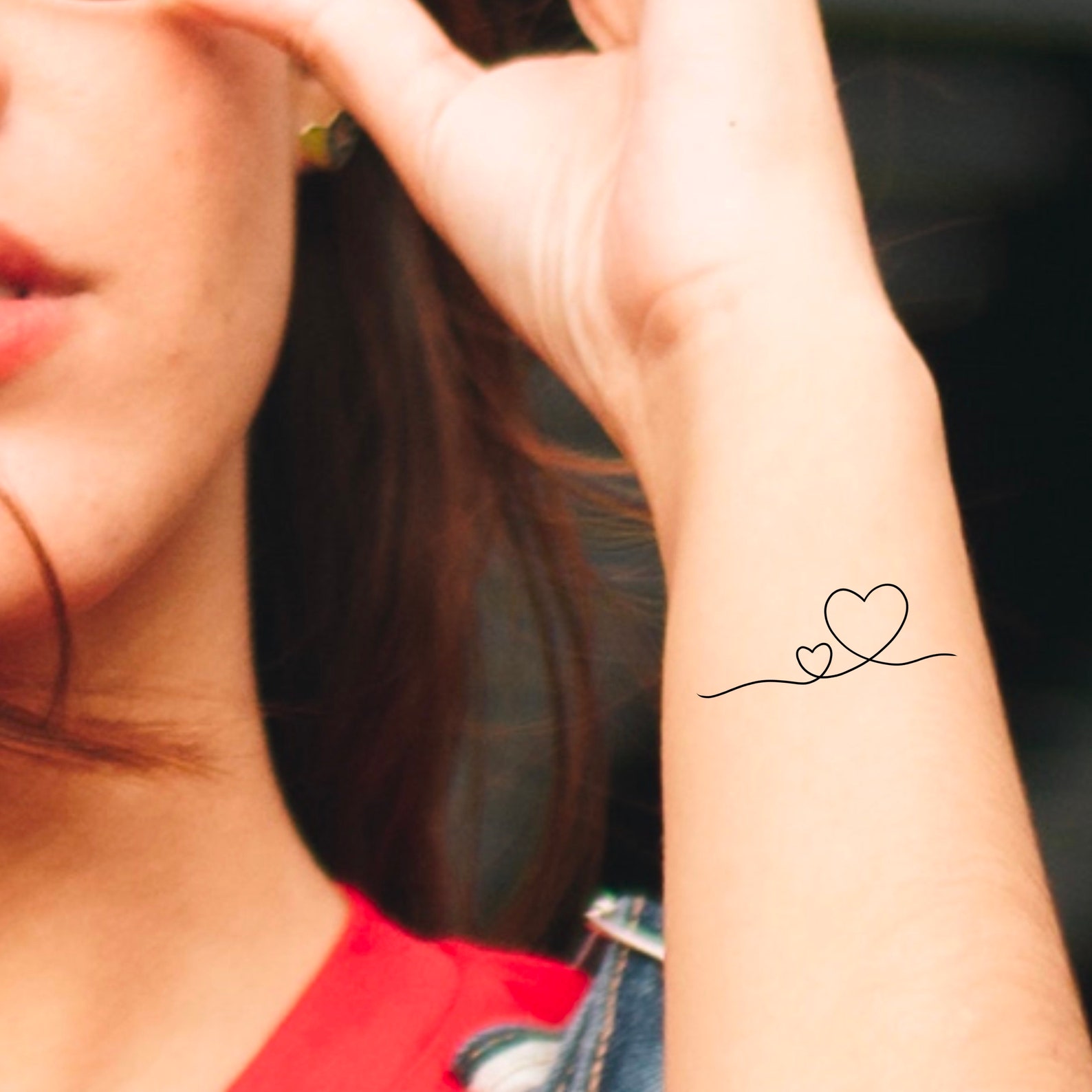 Hearts Line Temporary Tattoo / Love Tattoo / Friendship Tattoo - Etsy