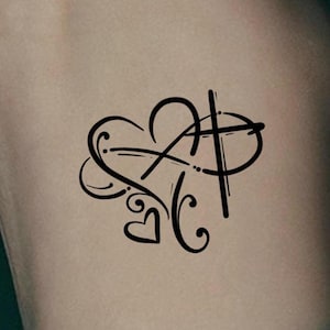 Cross Heart Infinity Temporary Tattoo - Religious Tattoo - Etsy