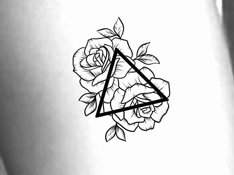 Triangle Roses Temporary Tattoo / Floral Tattoo / Geometric - Etsy