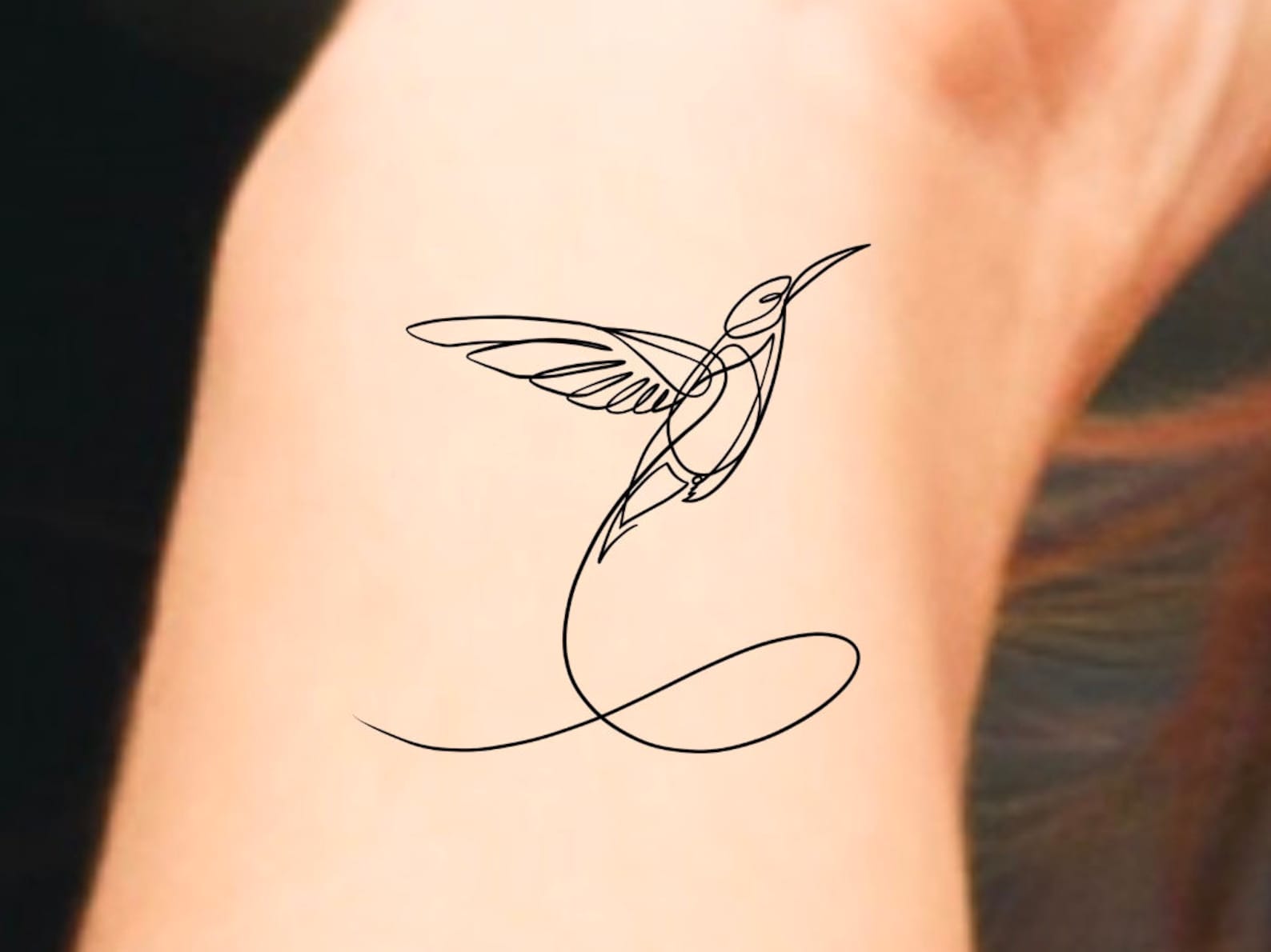 Hummingbird Single Line Temporary Tattoo - Etsy