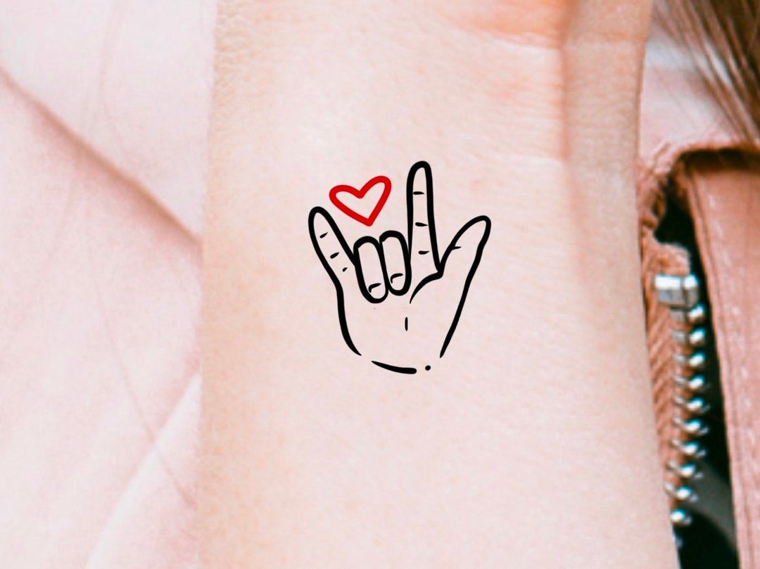 I Love You Sign Language Temporary Tattoo / ILY Red Heart Tattoo - Etsy