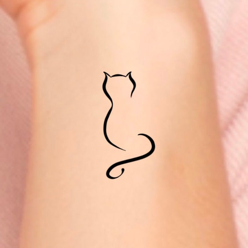 Cute Cat Tattoo - Etsy