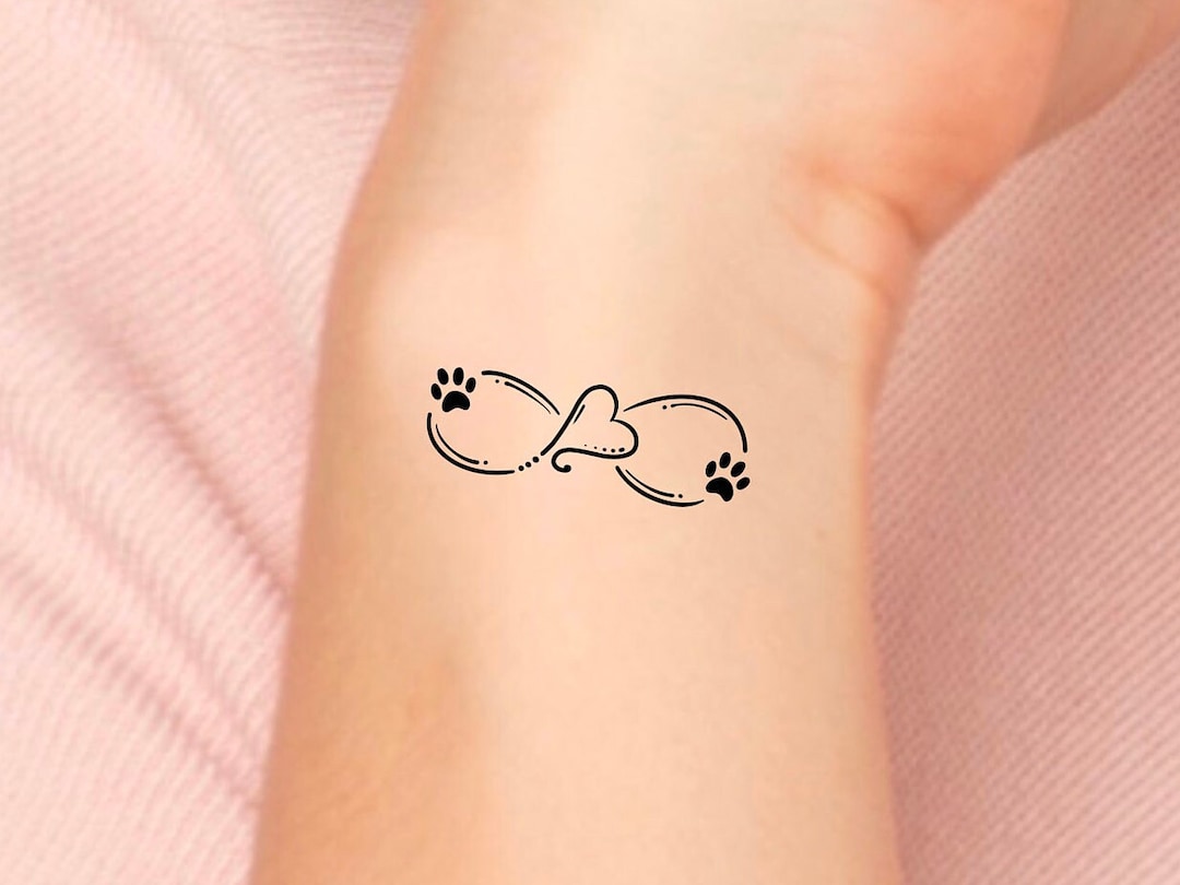 Paw Print Infinity Heart Temporary Tattoo - Etsy