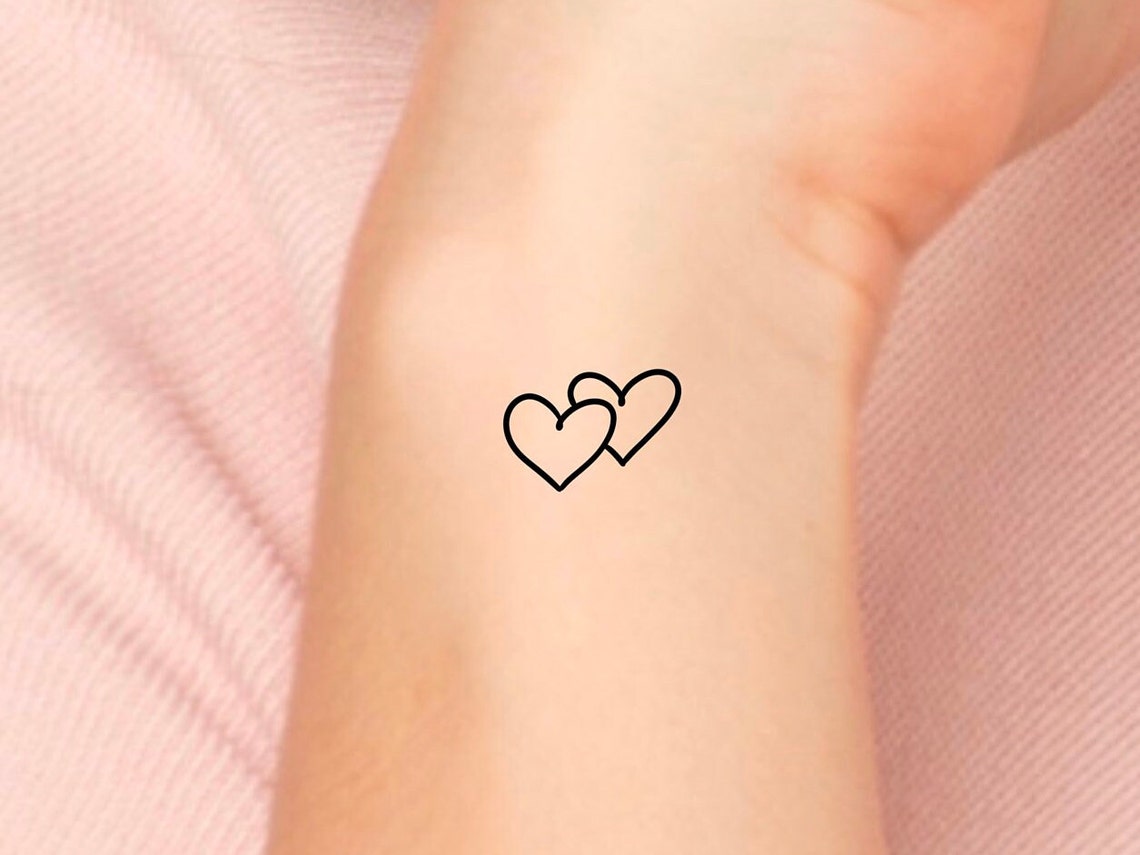 2 Connecting Hearts Temporary Tattoo - Etsy