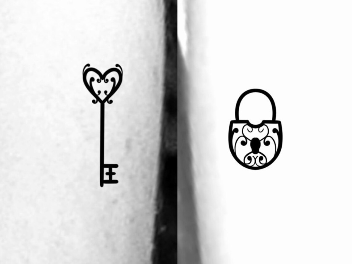 Lock and Key Temporary Tattoo / Skeleton Key Tattoo / Love - Etsy