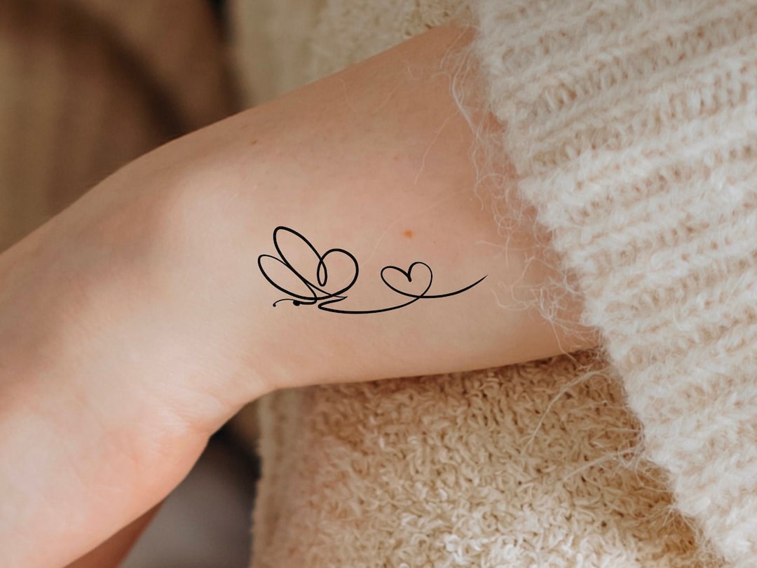 Butterfly Heart Temporary Tattoo - Etsy
