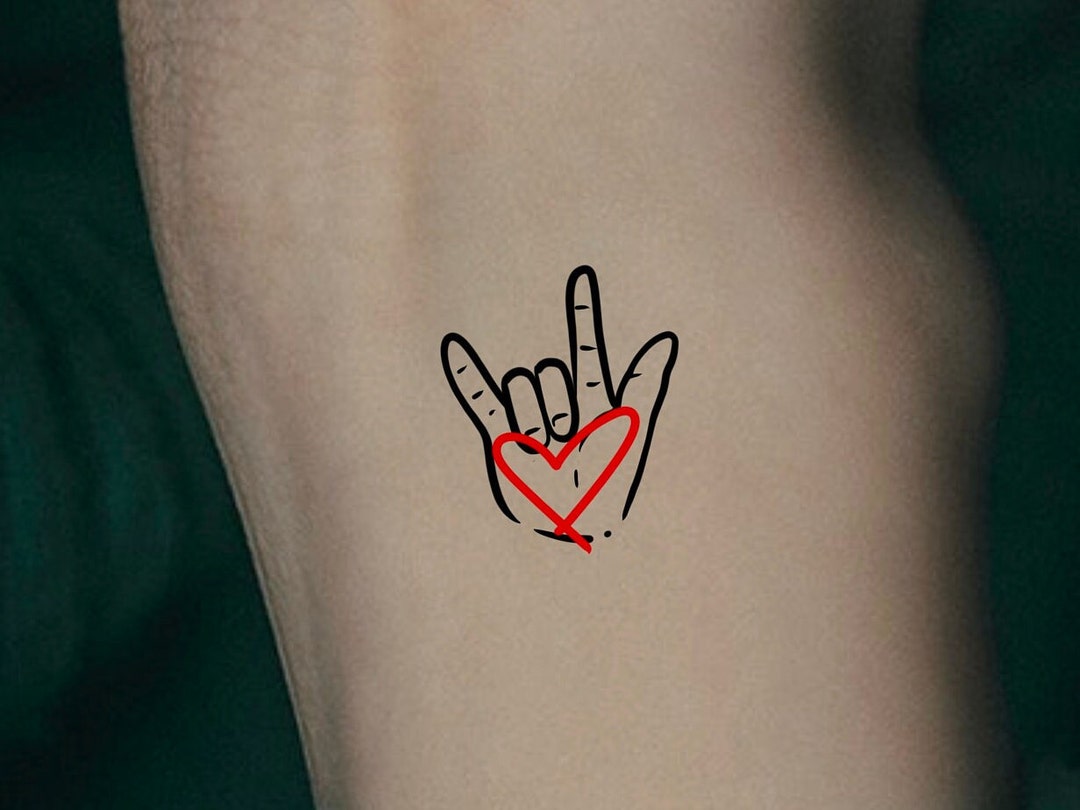 I Love You Sign Language Temporary Tattoo / ILY Red Heart Tattoo - Etsy