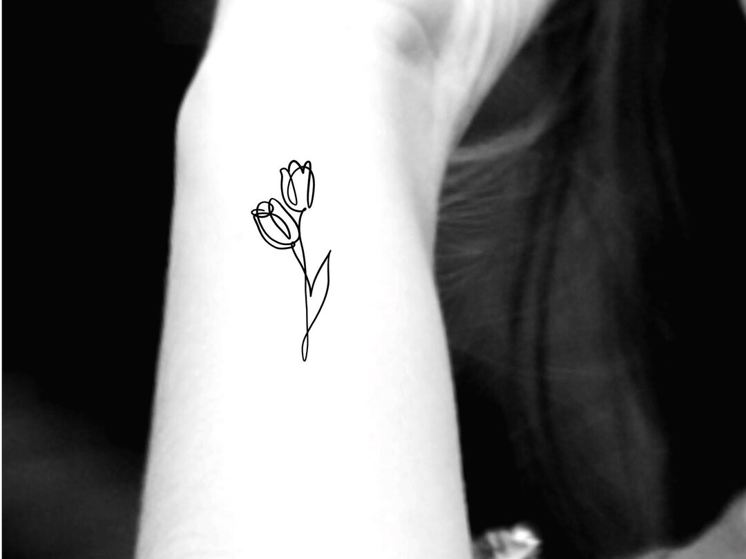 Single Line Flowers Temporary Tattoo - Etsy