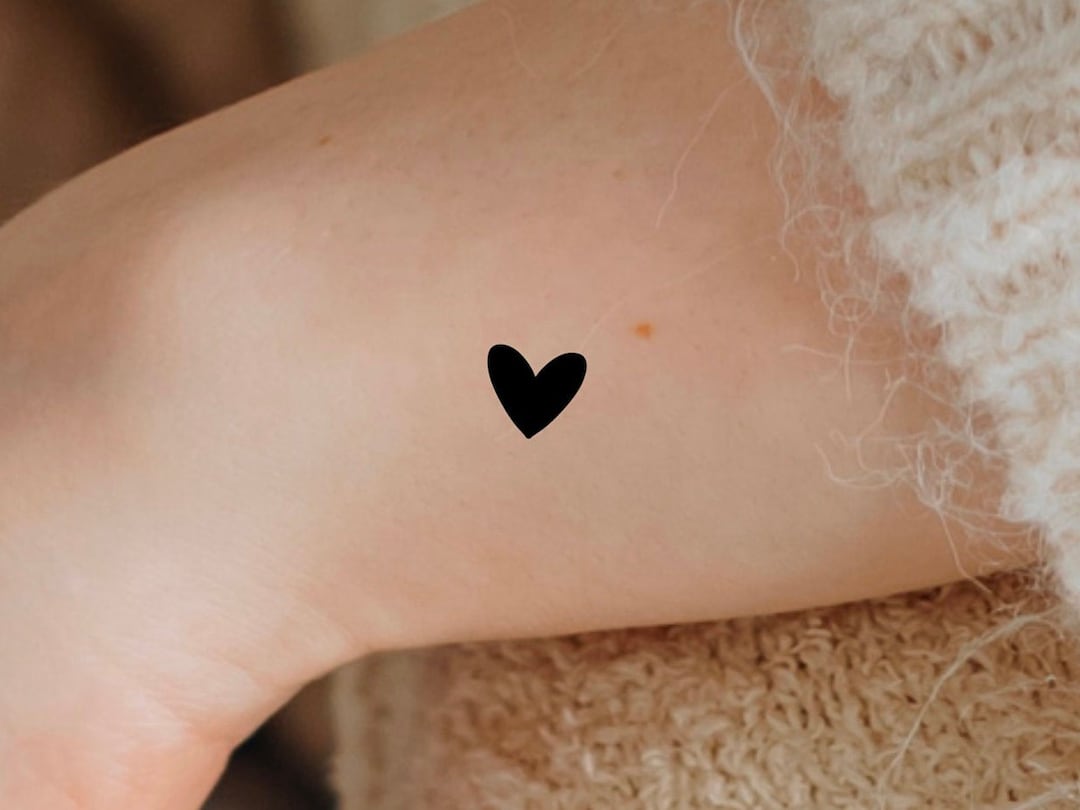Tiny Black Heart Temporary Tattoo - Etsy