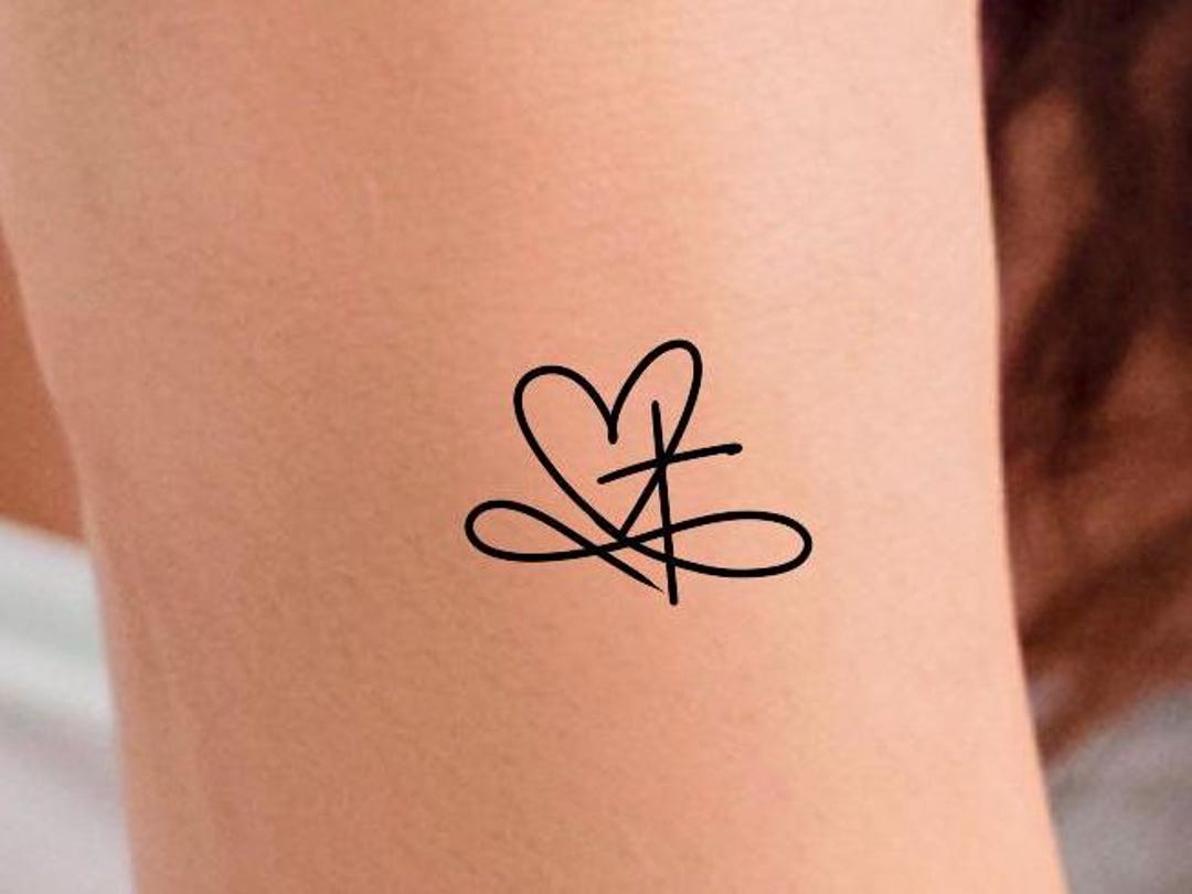 Cross Heart Infinity Temporary Tattoo - Religious Tattoo - Etsy