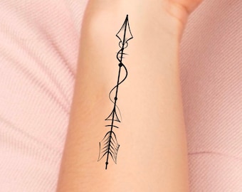 Arrow Lotus Crescent Moon Temporary Tattoo - Etsy