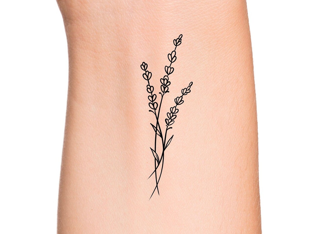Lavender Temporary Tattoo / Lavender Outline Tattoo / Floral Tattoo ...