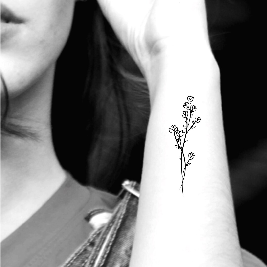 Floral Line Temporary Tattoo - Etsy