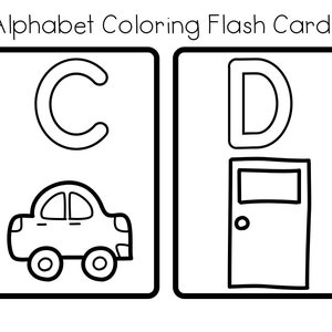 Alphabet Coloring Flash Cards - Etsy