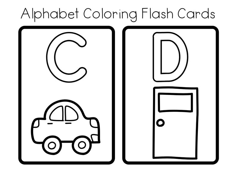 Alphabet Coloring Flash Cards - Etsy