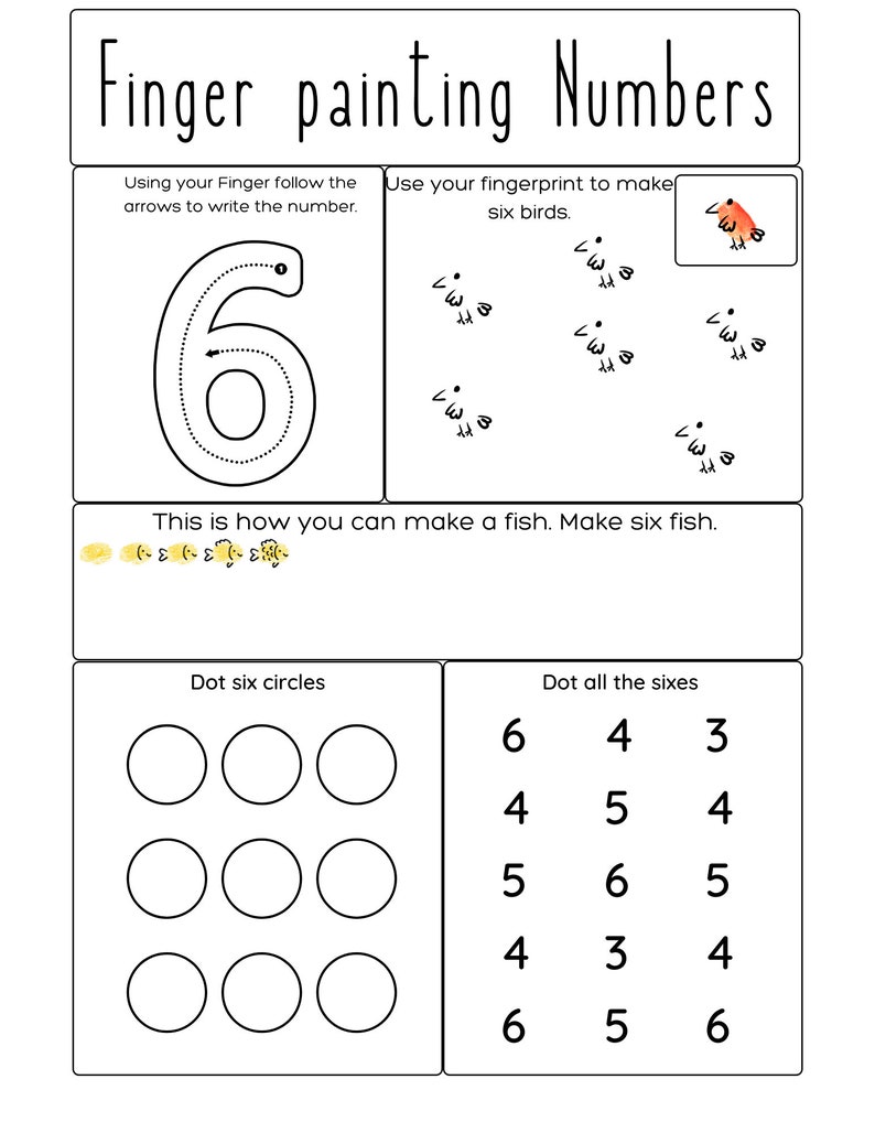 Finger Painting Counting Craft Printable - Etsy