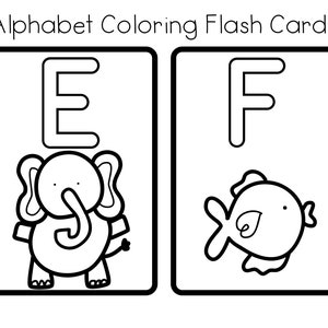 Alphabet Coloring Flash Cards - Etsy