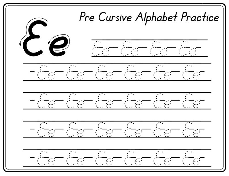 Pre Cursive Handwriting Practice - Etsy