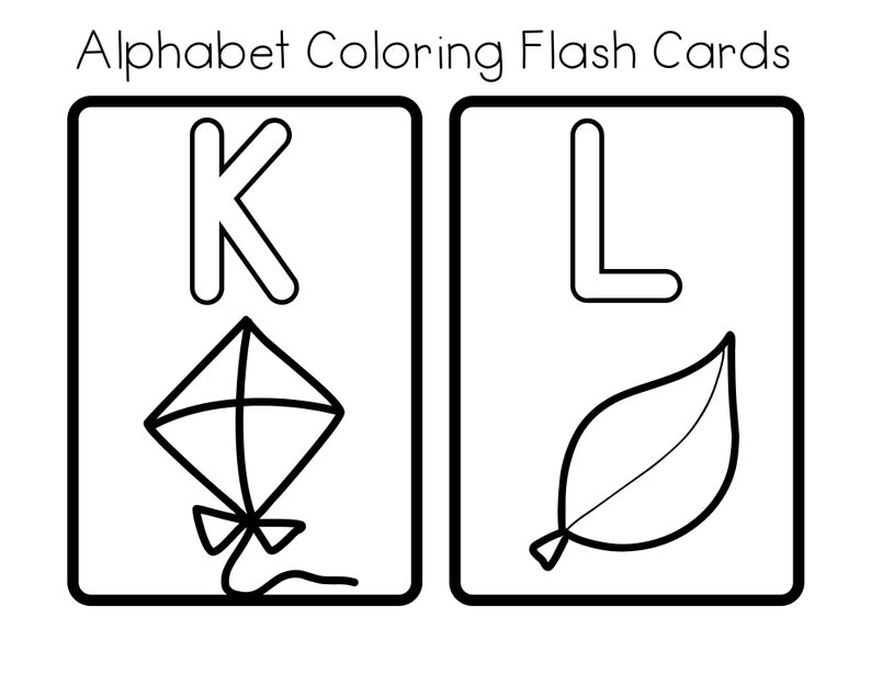 Alphabet Coloring Flash Cards - Etsy