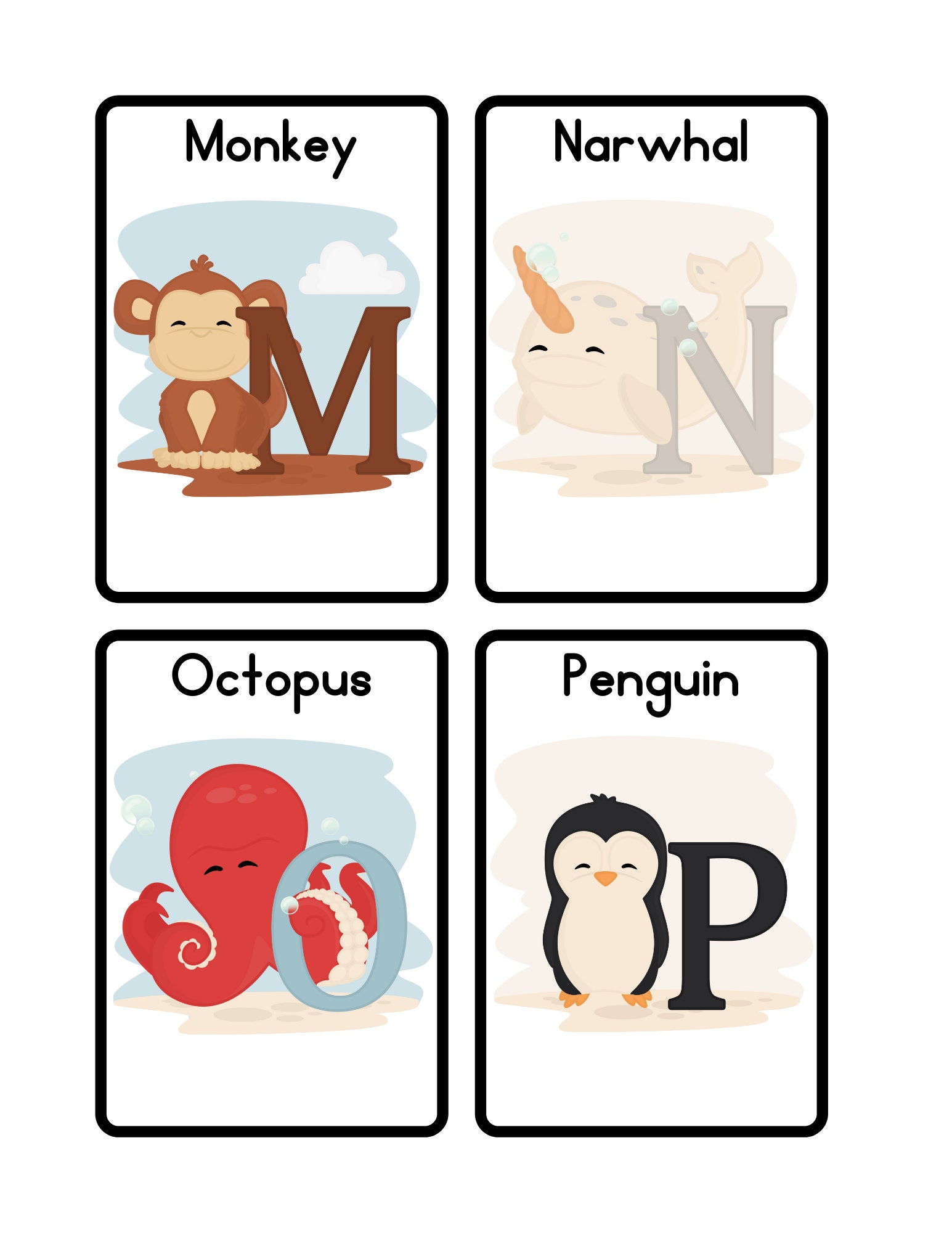 Animal Alphabet Printable Flashcards - Etsy