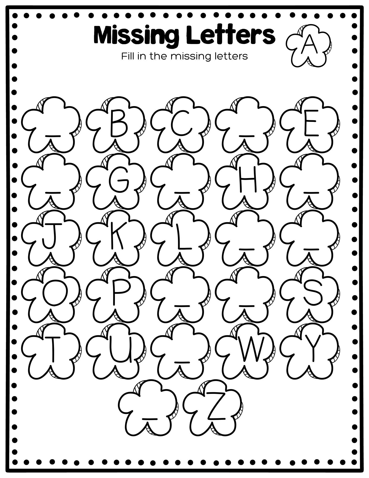 Missing Alphabet Worksheets