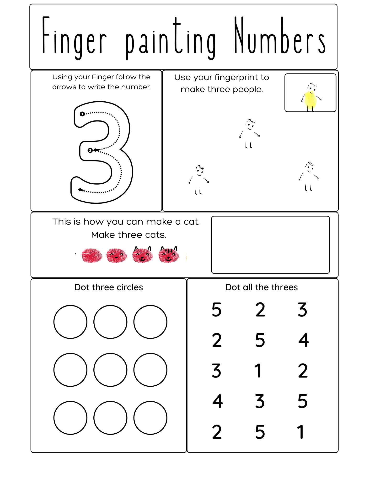 Finger Painting Counting Craft Printable - Etsy