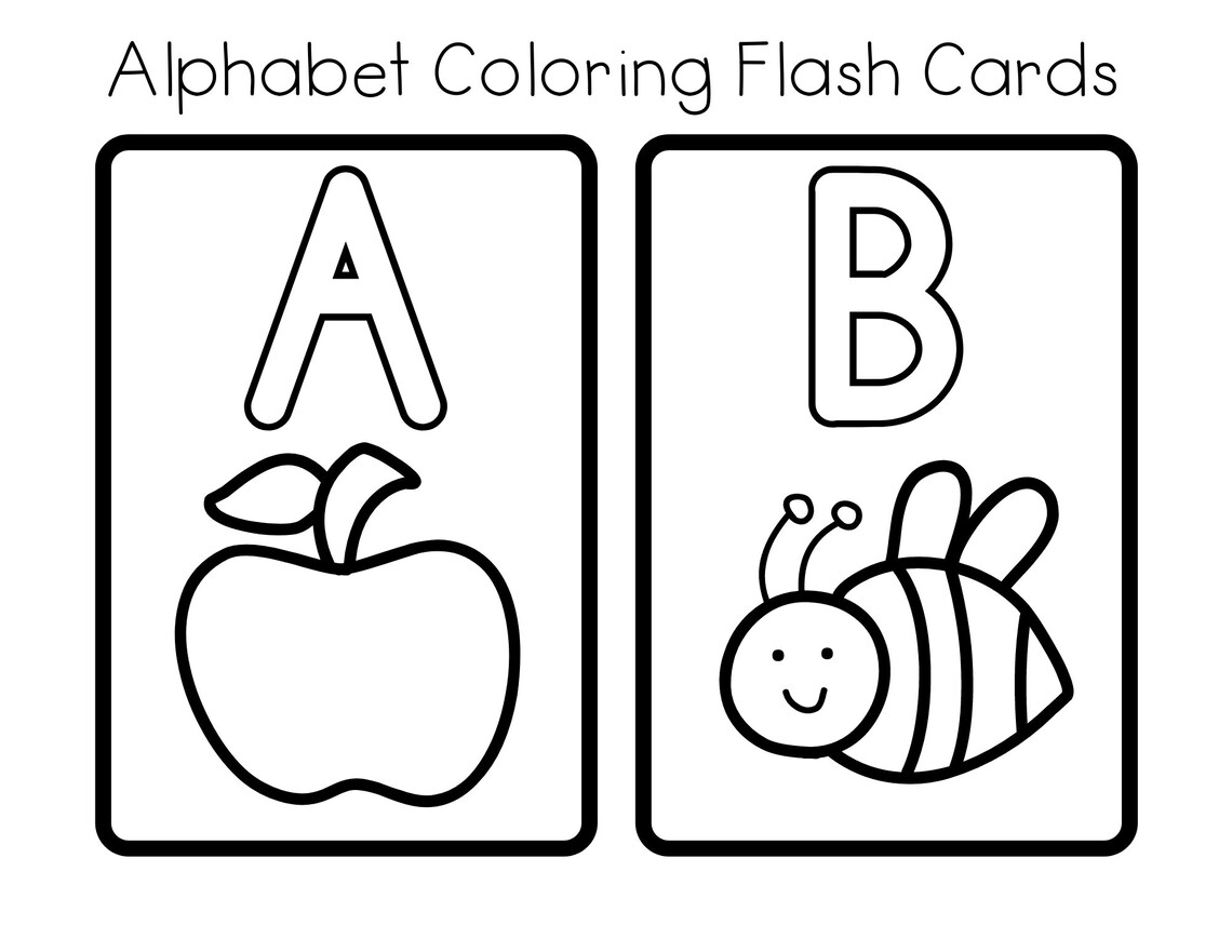 Alphabet Coloring Flash Cards - Etsy