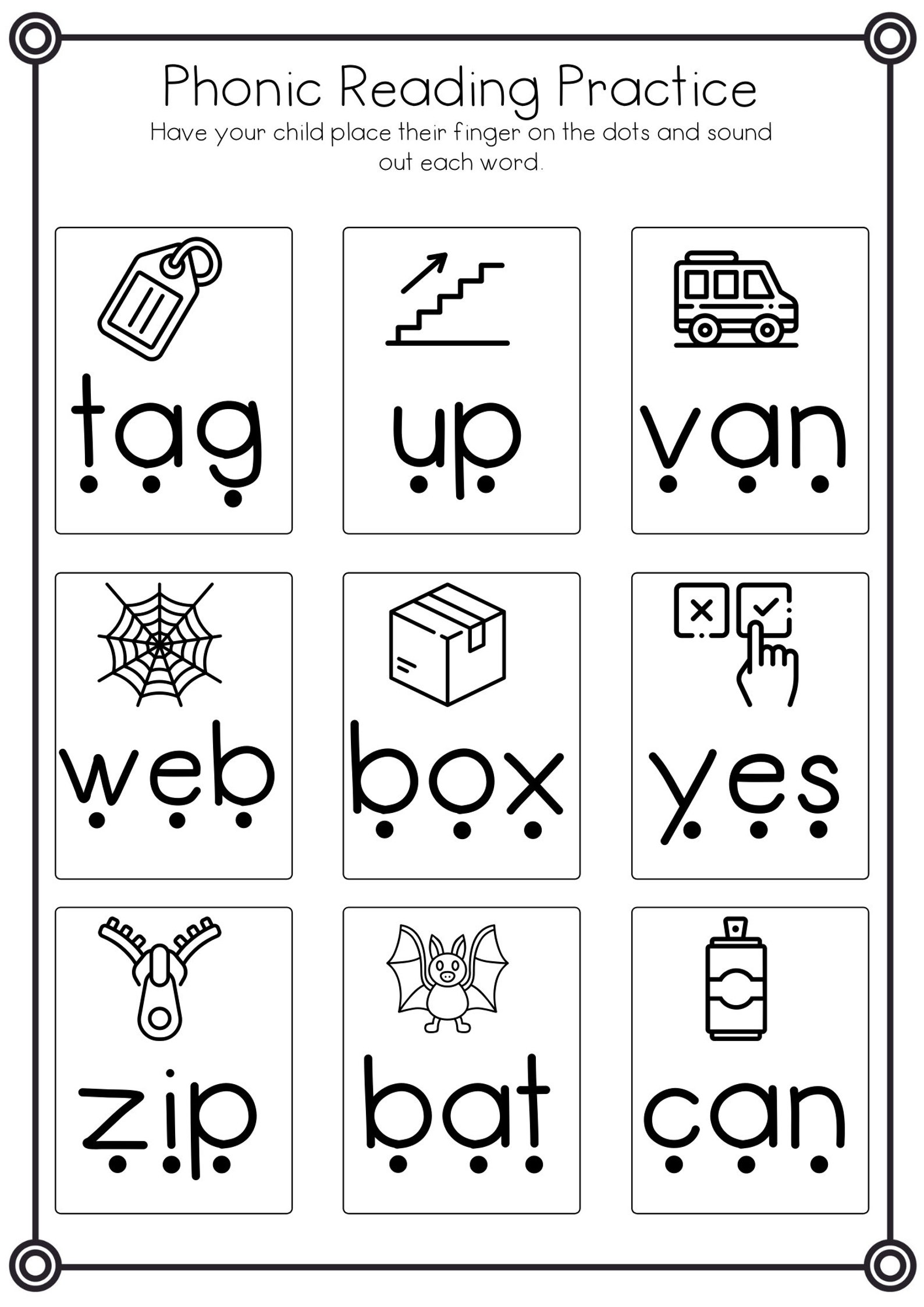 Phonic Reading Practice worksheets printable | Etsy