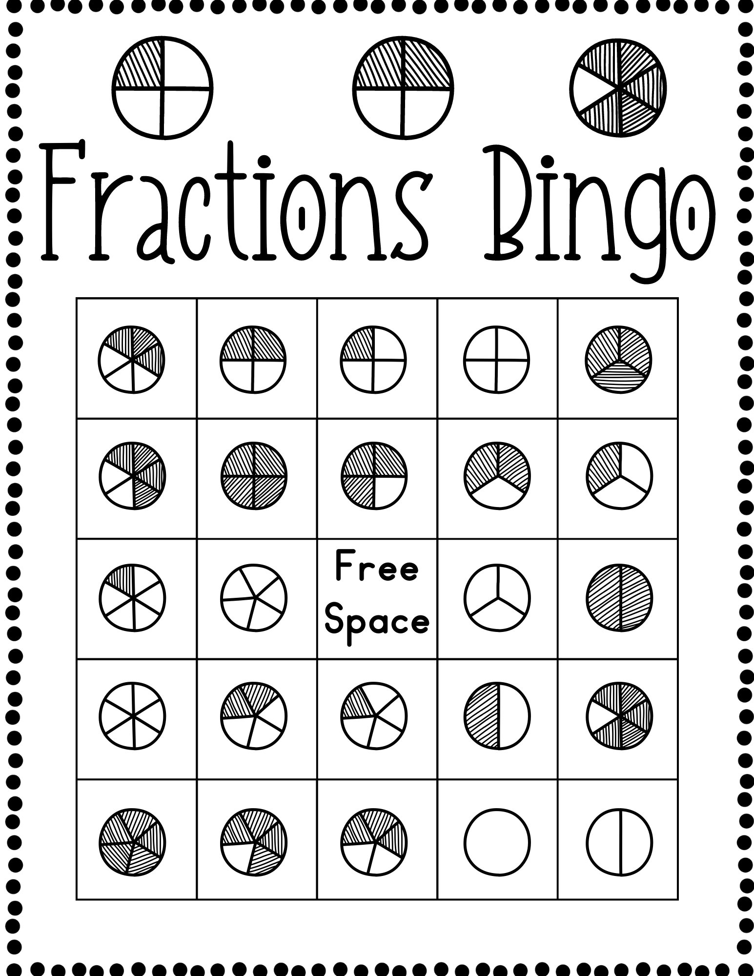 Fractions Bingo Math Printable. Educational Games - Etsy