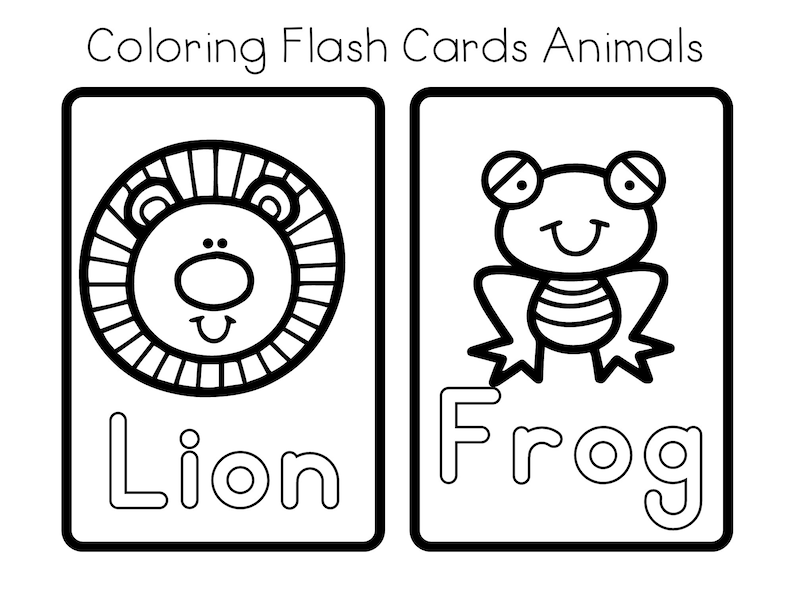 Tarjetas para colorear imprimibles con animales - Etsy España