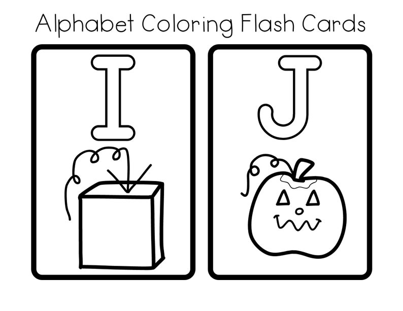 Alphabet Coloring Flash Cards - Etsy